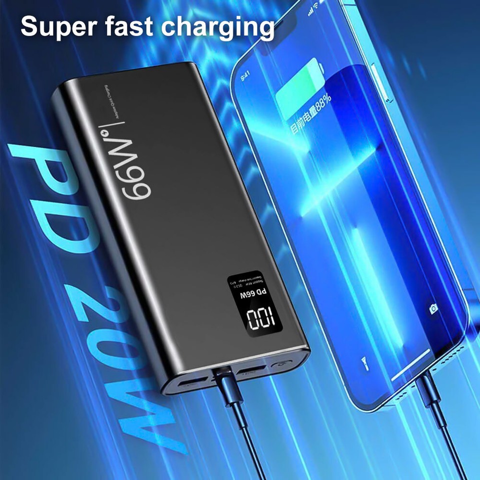 66W Portable 40000mAh Power Bank 2 USB External Battery Charger For ...