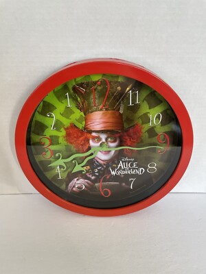 Disney Alice In Wonderland 2010 Mad Hatter Reverse Wall Clock Johnny ...