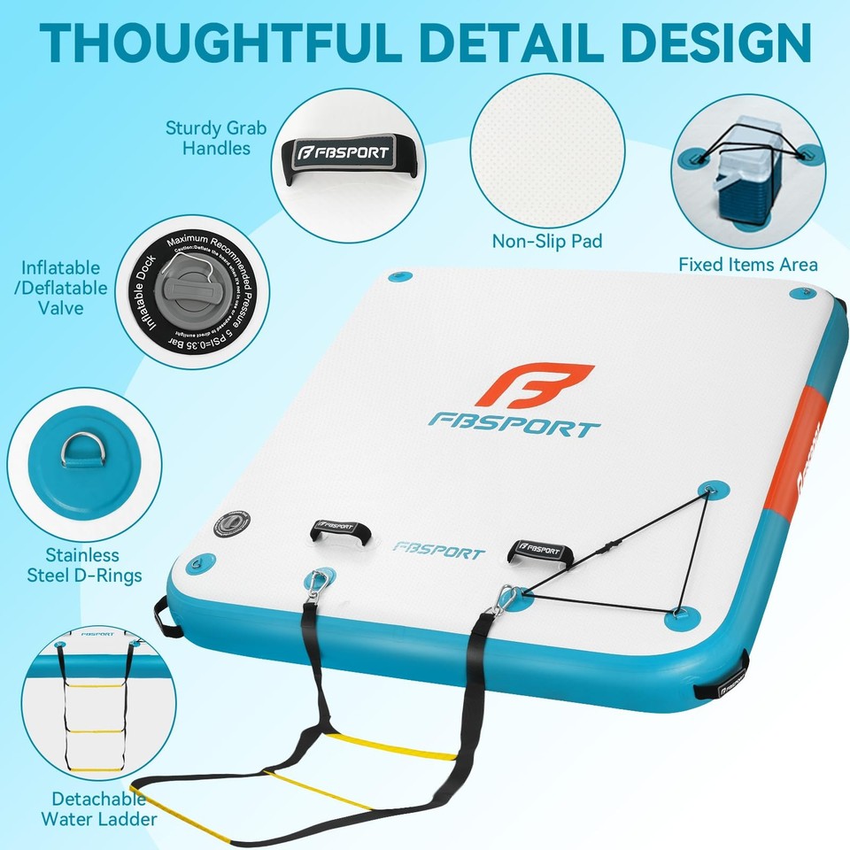 Inflatable Floating Dock,6ft/ 8ft/10ft Water Dock Float Platform Island ...