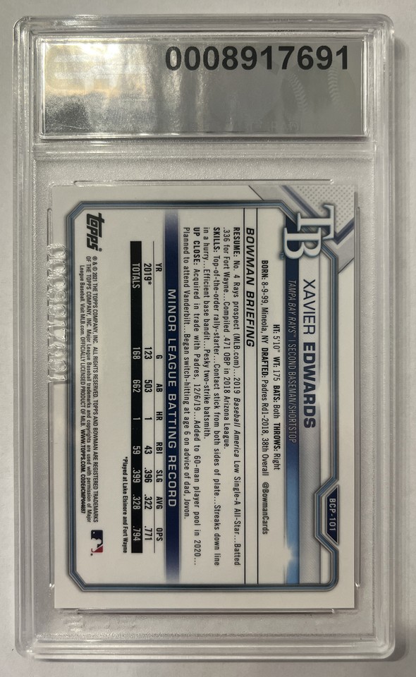 2021 Bowman Xavier Edwards Orange Mojo Refractor ROOKIE /25 ECG 9.5 🔥 ...