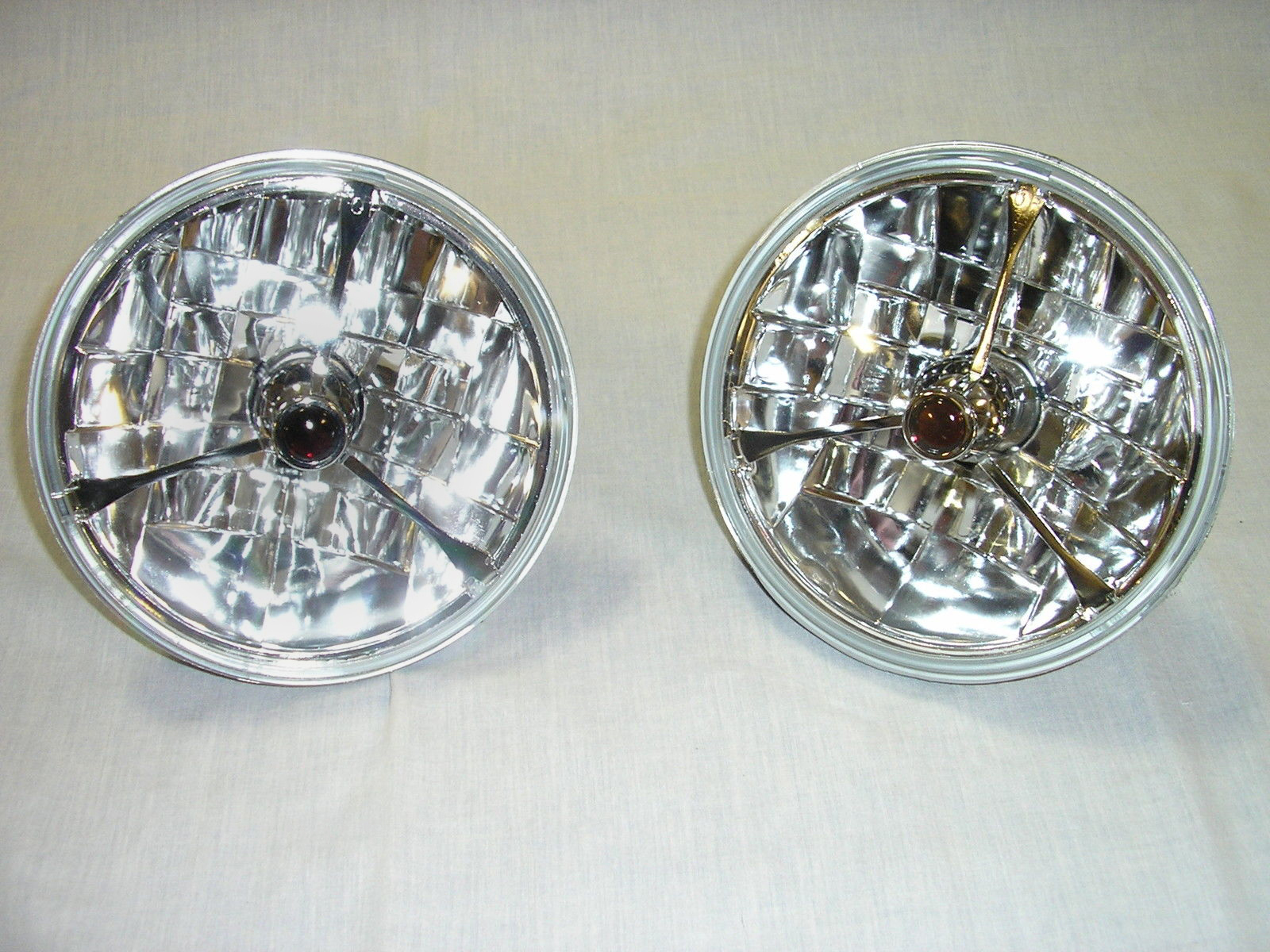 7" Tri Bar Red Dot Street Hot Rat Rod Headlights H4 Bulbs lamps | eBay