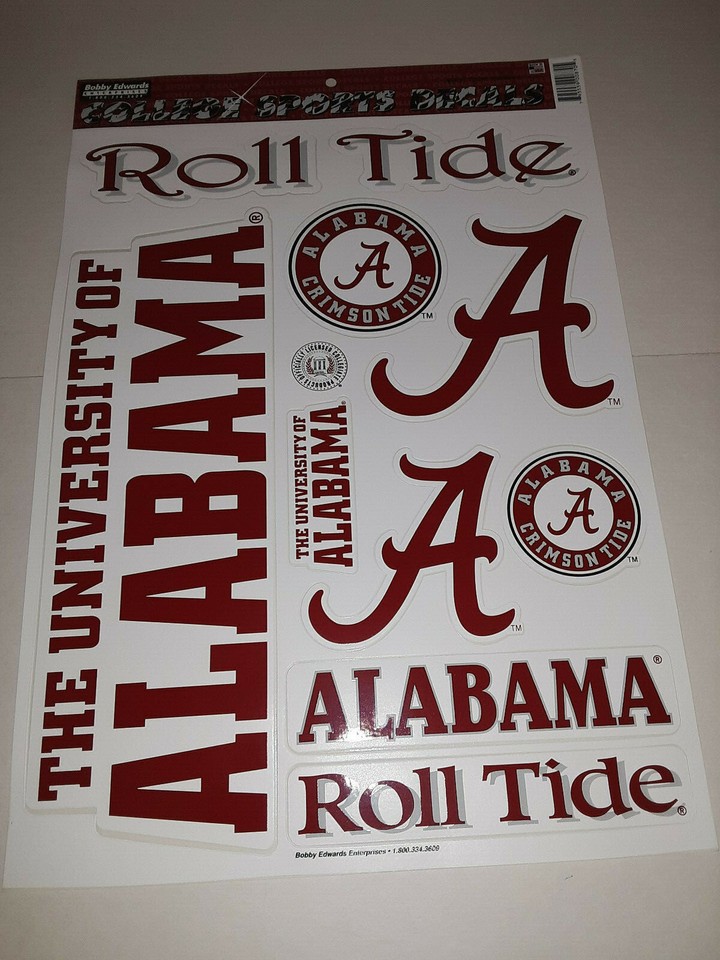 Alabama Crimson Tide Sticker Decal Sheet 17 " x 12 " ( set of two ) | eBay