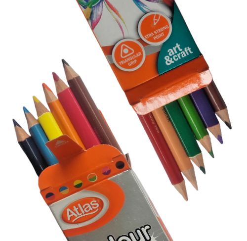 ATLAS COLOR PENCILS TRIANGULAR GRIP 2 COLORS IN ONE PENCIL 12 COLORS ...