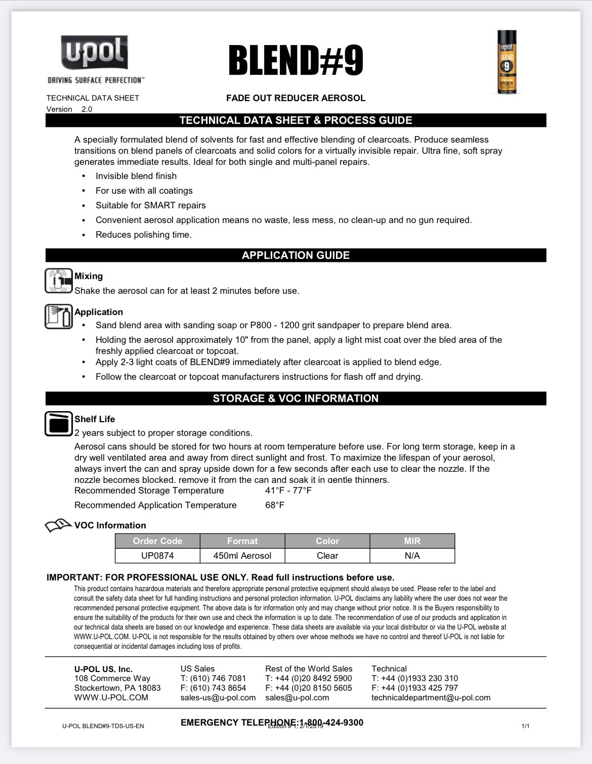 U-POL UP0874 Blend #9 Fade out Blending Reducer Aerosol Spray Can UPOL ...