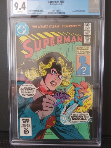 SUPERMAN #365 FIRST PRINT DC COMICS (1981) SUPERGIRL (CGC 9.4) | eBay