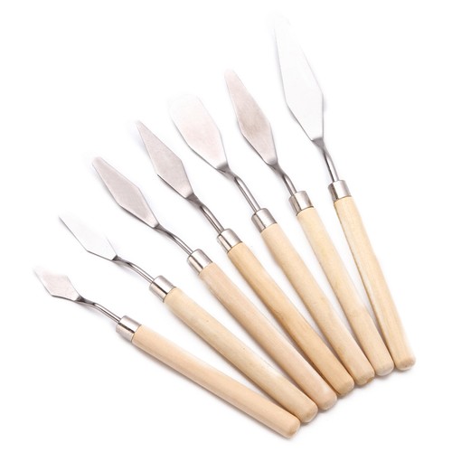 Gouache Oil Paint Scraper Set Wooden Stainless Steel Spatula Palette ...