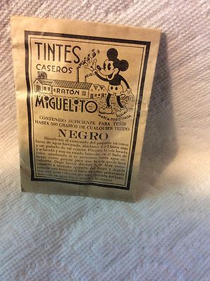 ANTIQUE SPANISH MICKEY MOUSE-RATON MIGUELITO CLOTHES DYE TINTES PAPER ...