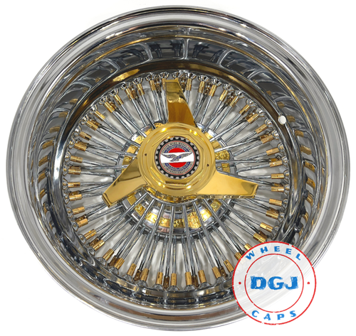 DGJ WHEEL 13x7 Rev 72 Straight Gold Nipples & Hub Ring Lowrider Wire ...