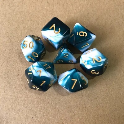 Dungeons & Dragons Dice Set Blue White Gold Swirl Marble Nebula ...