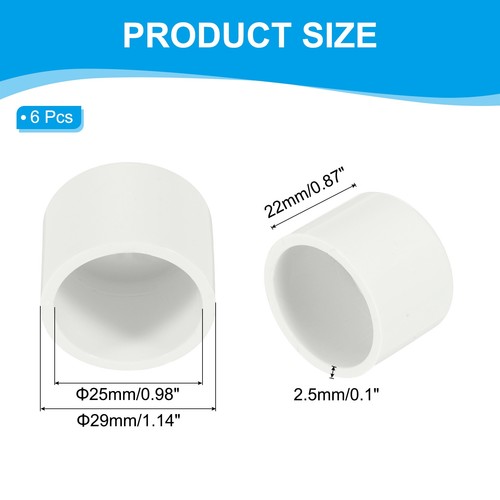6 Pack 1" PVC Pipe End Cap Fitting for Build Furniture DIY, White ...