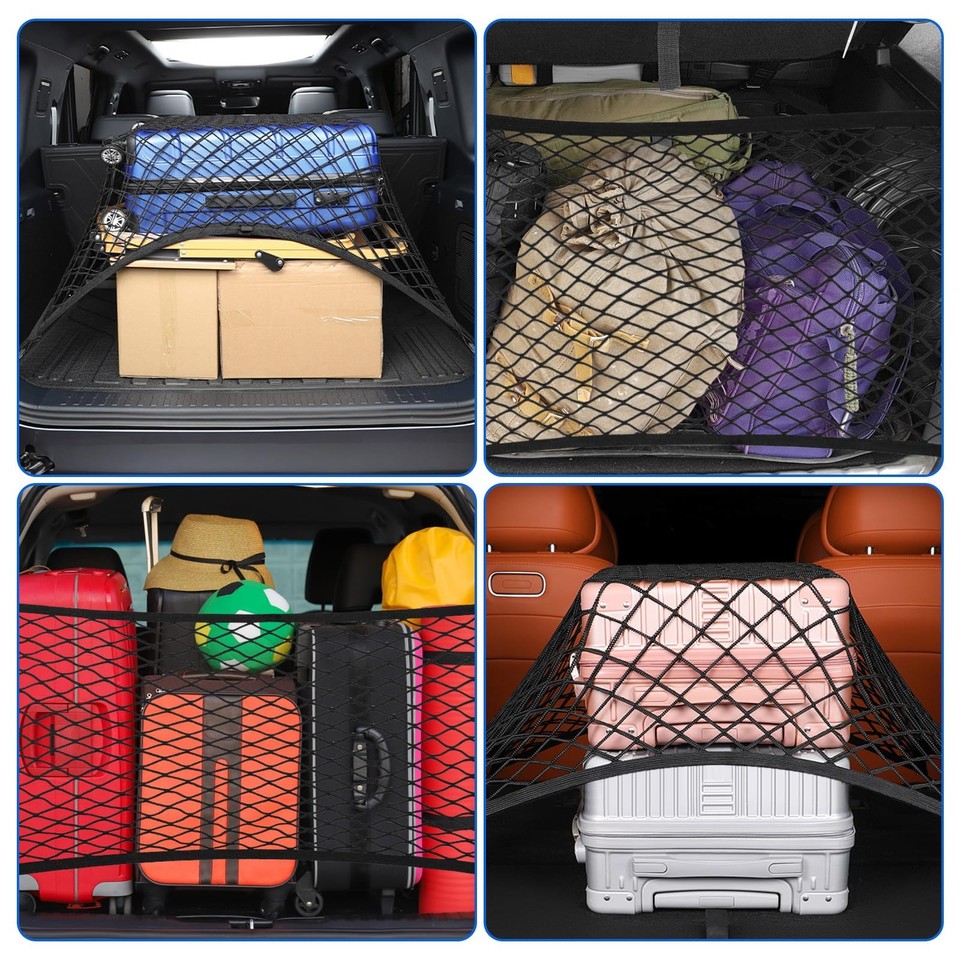 Adjustable Car Boot Cargo Net 60x40cm Elastic Luggage Organizer | eBay UK