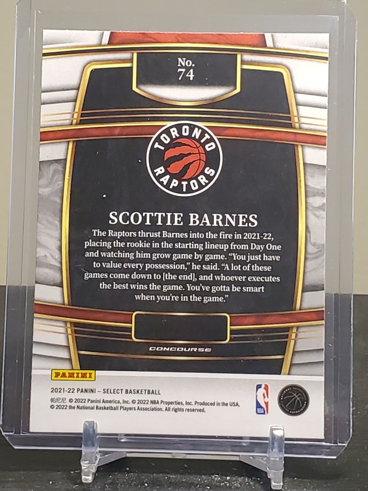 2021-22 Select - SCOTTIE BARNES - Raptors Rookie RC #74 | eBay
