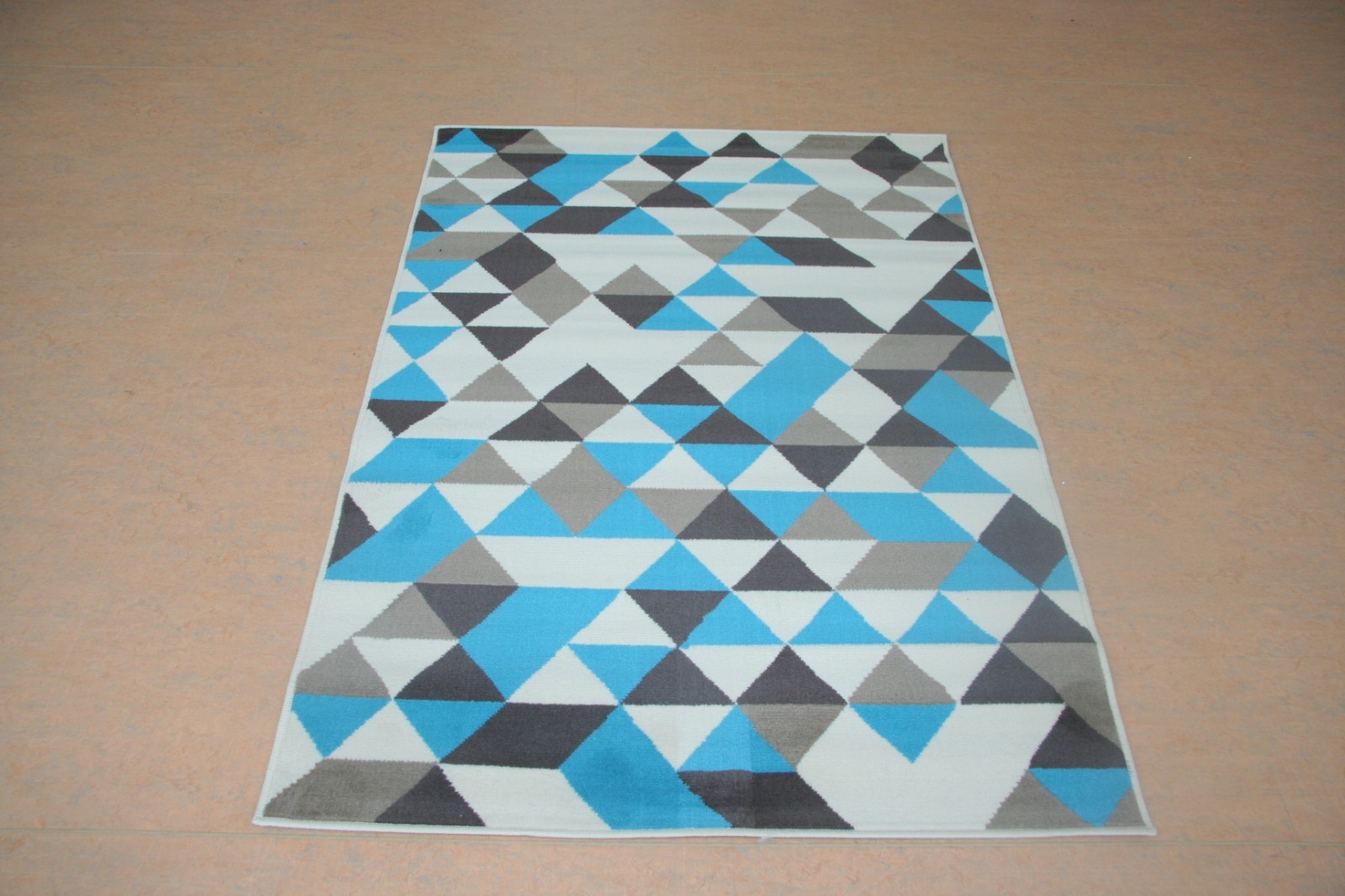 Quality Modern Multi Blue Geometric Rug 120cm x 170cm 8mm Multi Retro ...
