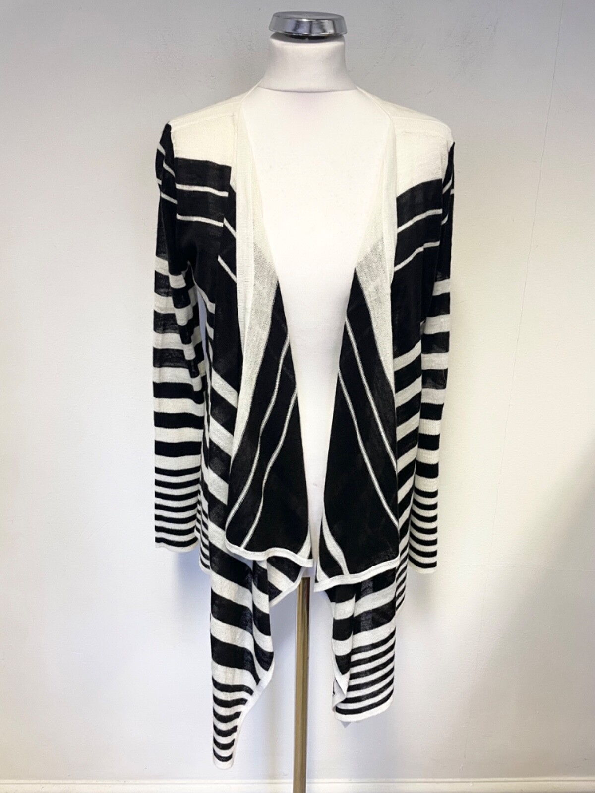 PRINCIPLES BLACK & WHITE STRIPE WATERFALL FRONT LONG … - Gem