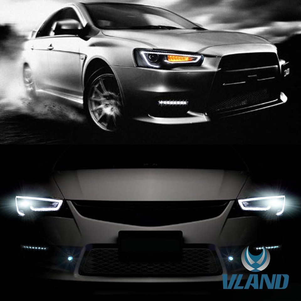 VLAND LED Headlights Audi Style For 2008-2017 Mitsubishi Lancer /Evo X ...