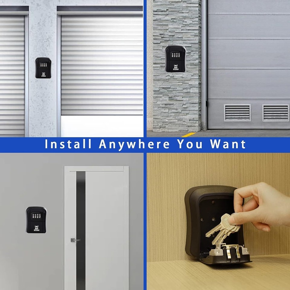Key Safe Box 4 Digit Wall Mounted Outdoor High Security Code Lock ...
