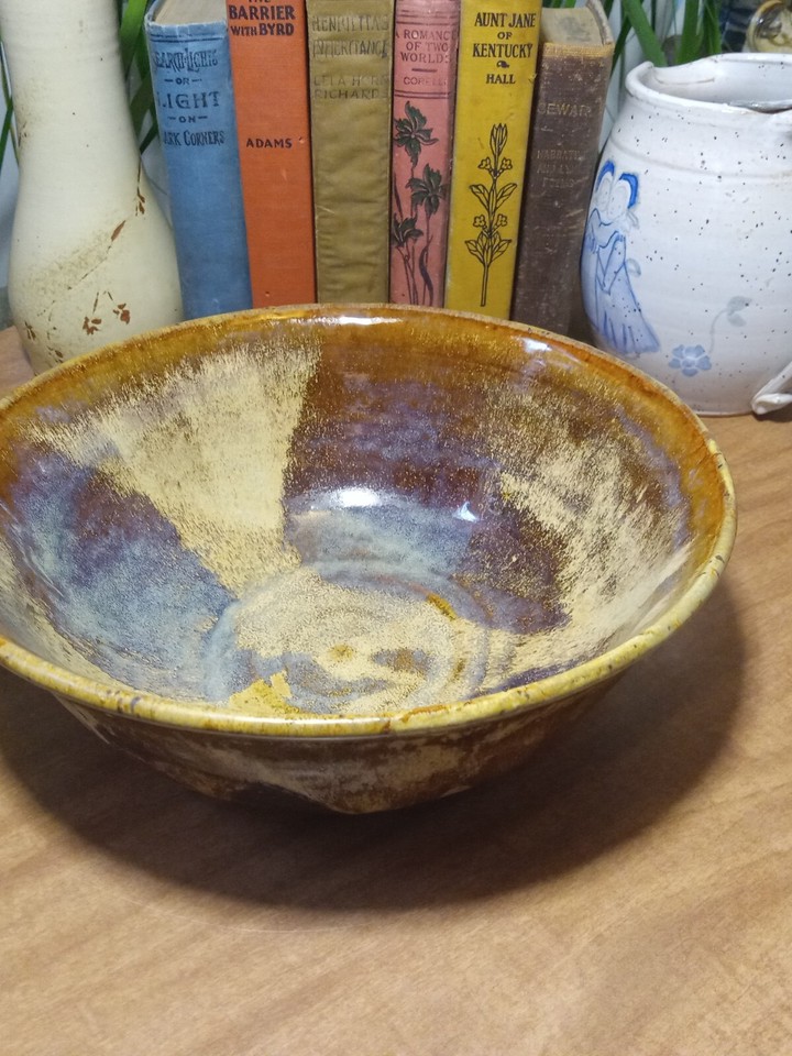 Vintage 1982 L. Hall Hand Turned 9" Multicolor Clay Pottery Bowl Signed ...