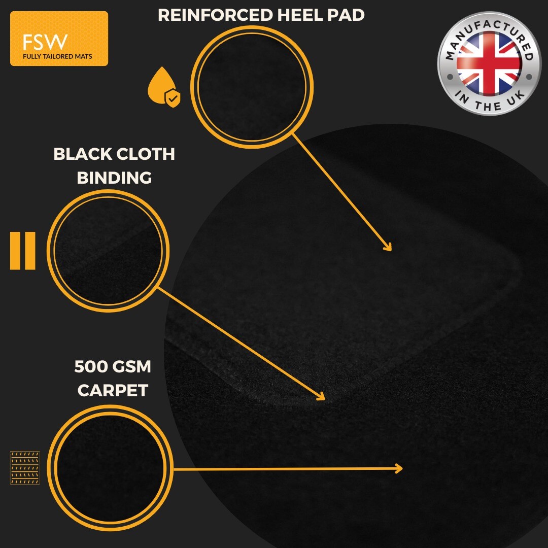 Fits Peugeot 2008 2013-2019 Tailored Carpet Car Rear Boot Mat Black ...