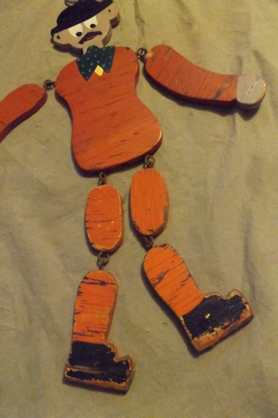Primitive Vintage Antique Folk Art Jointed Dancing Man Toy Puppet ...