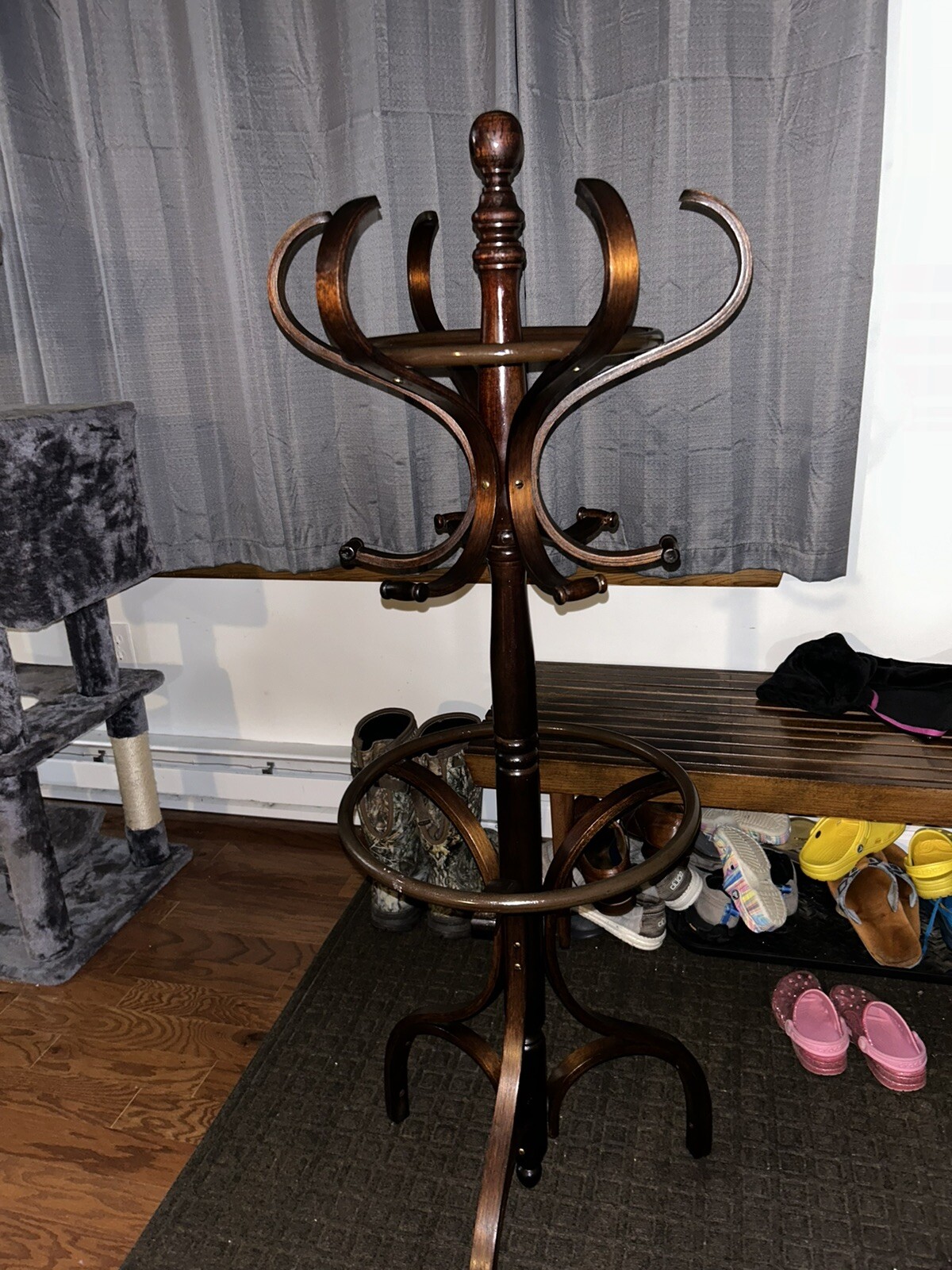 Vintage Mid-Century Modern 49” Child Youth Bentwood Coat Hat Rack Tree ...