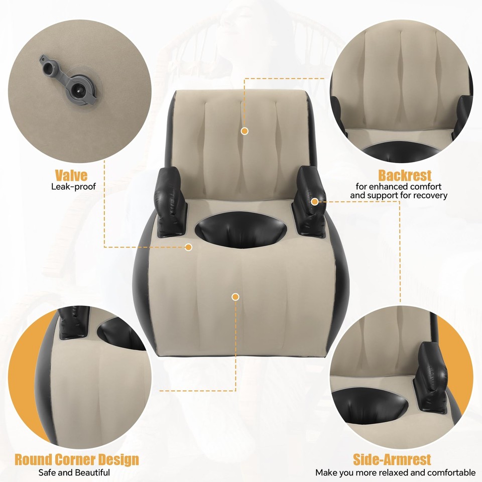 Inflatable BBL Chair Sofa with Hole, BBL Pillow for Post-Surgery ...