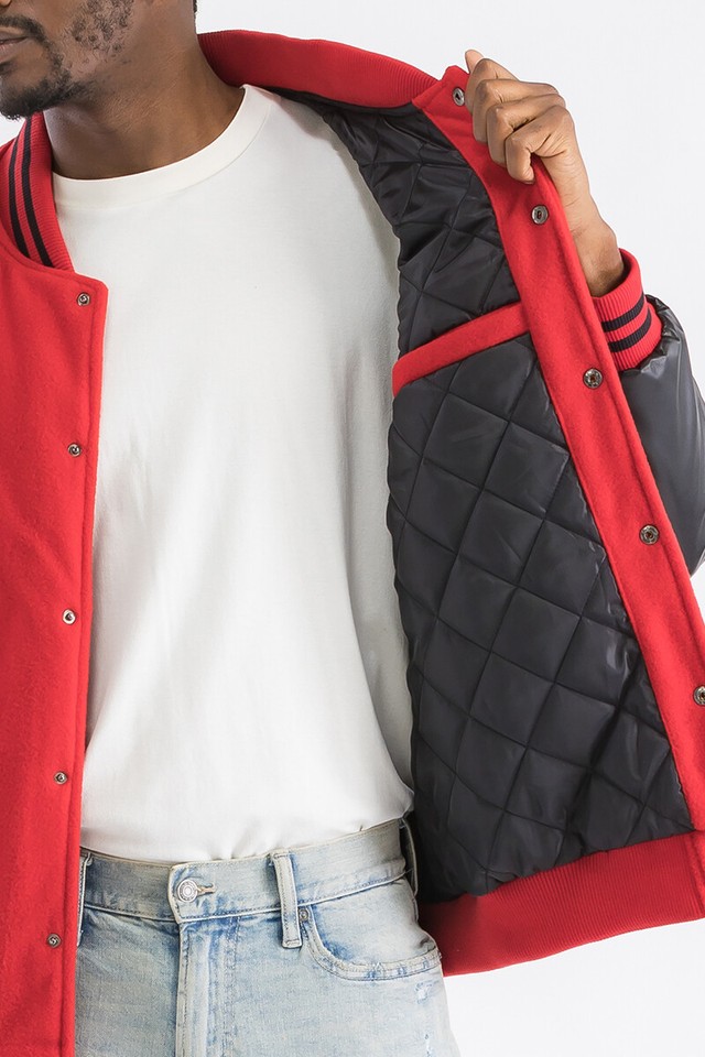 New Men's Premium Classic Snap Button Vintage Baseball Letterman ...