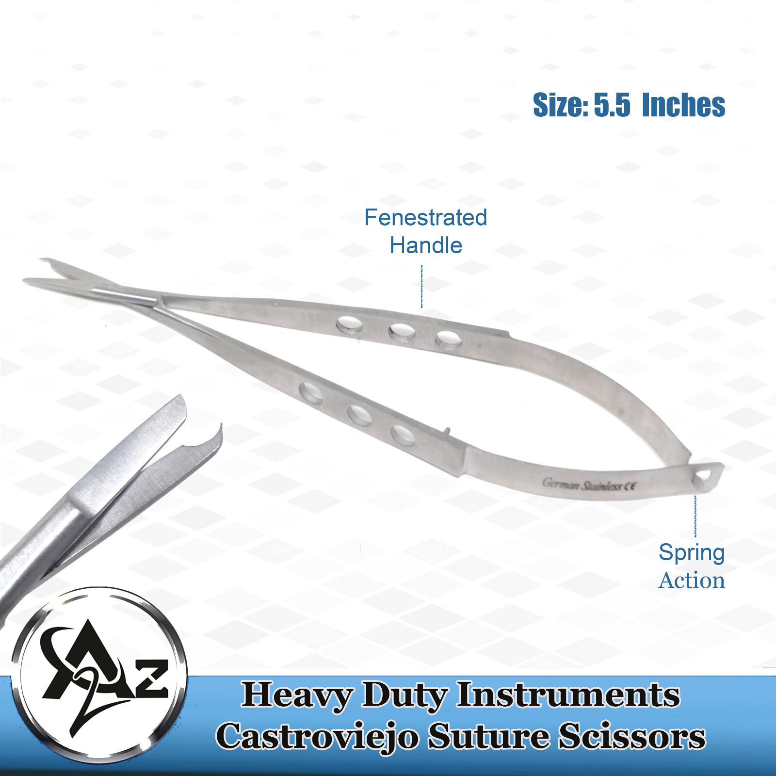 German Stainless Castro Suture Stitch Scissors 5.5" Dental Surgical ...