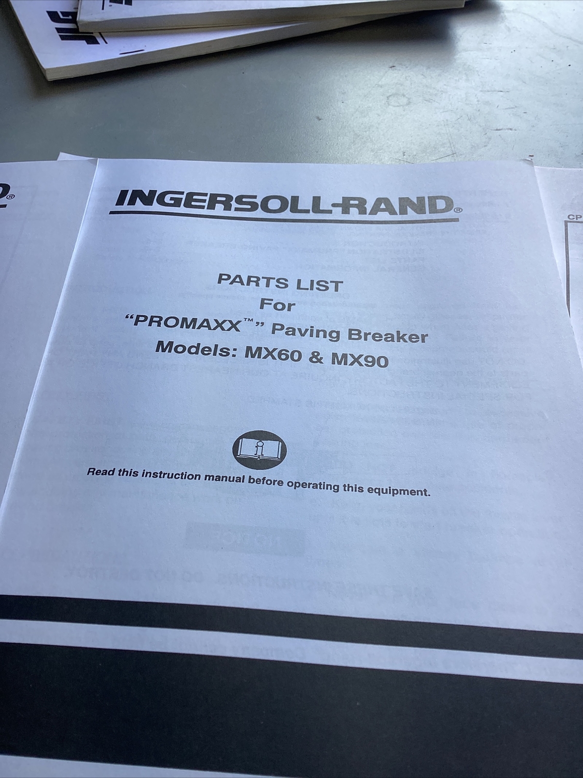 Ingersoll Rand Paving Breaker MX60 60S 90 90S Service Part Inst Manual ...