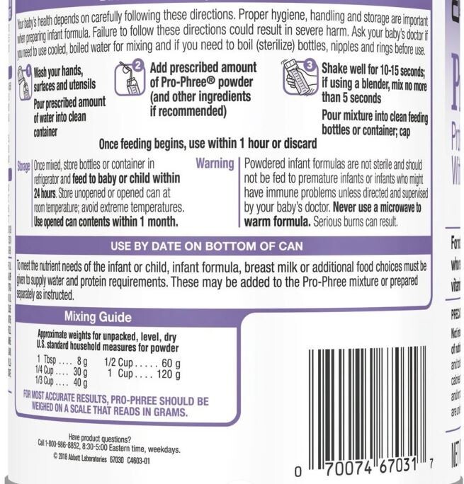 Abbott Pro-Phree Supplemental Formula Powder 14 Oz (Case of 6) Brand ...