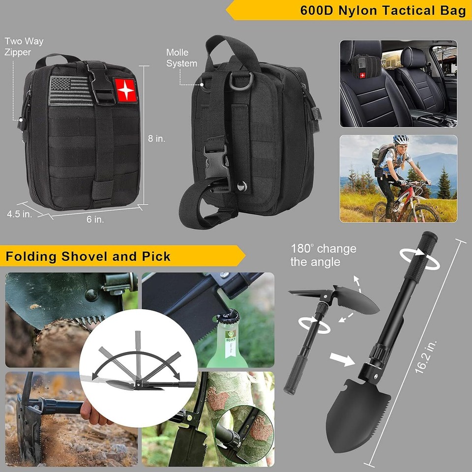 Emergency Survival Kit Bag First Aid Bug out Military Prepper Kit ...