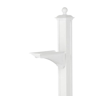 Whitehall Products Balmoral White Deluxe Post and Bracket with Finial ...