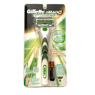 Gillette Mach3 Sensitive Power Razor Shaver Handle M3 w/ Battery NEW ...