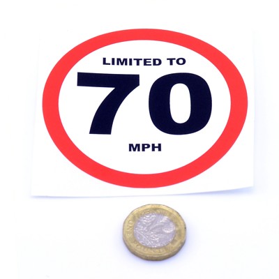 LIMITED TO 70 Mph Vehicle Speed Restriction Printed Vinyl Car Van ...