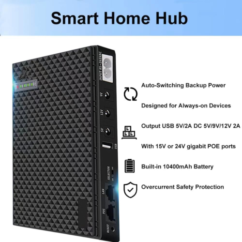 Mini UPS Battery Backup for Routers,Built-in 10400mAh Rechargeable ...