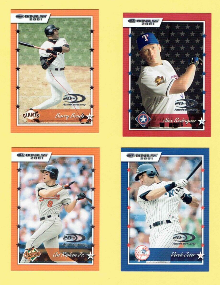 2001 Donruss 20th Anniversary Baseball 150 Card Base Set Ripken, Jeter ...