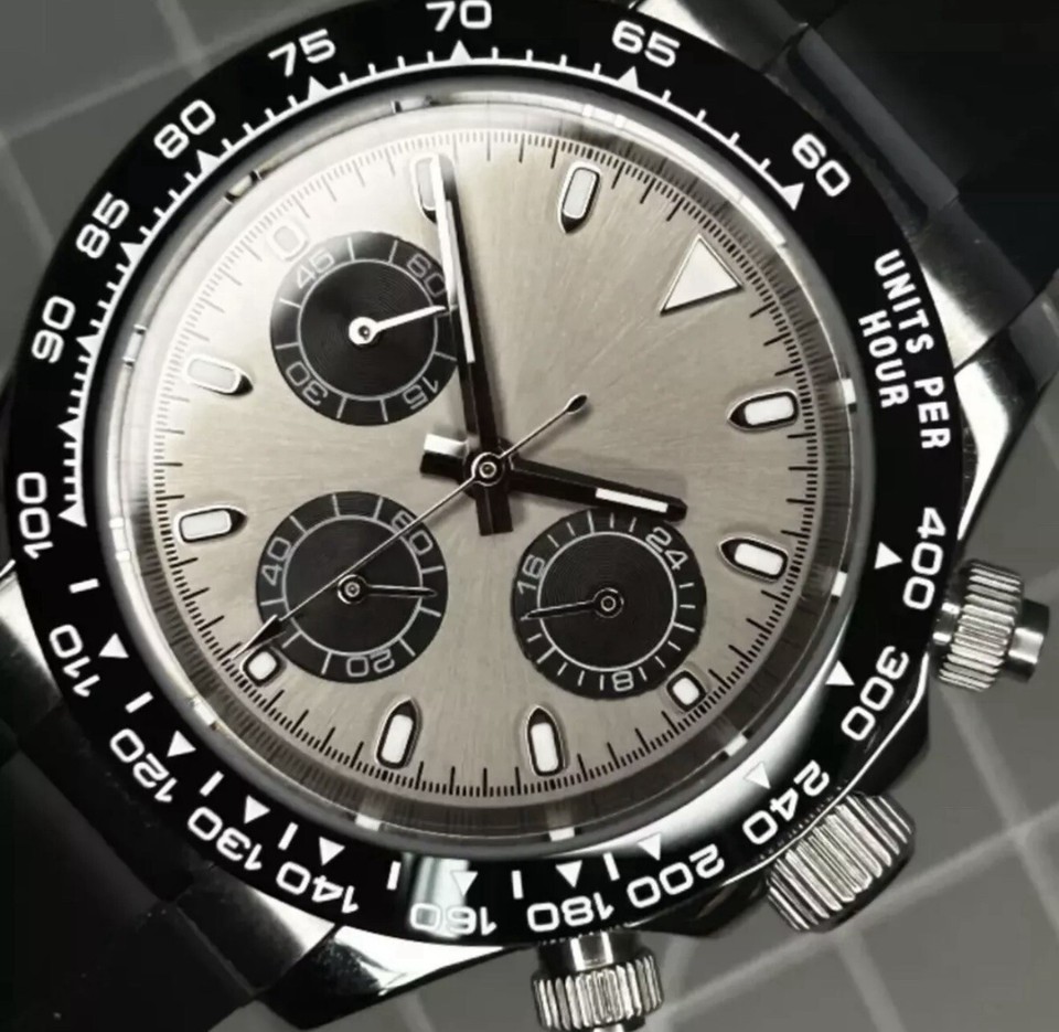 Custom 39mm Grey Seitona Mod Watch Rubber Band w/ VK63 Chronograph | eBay