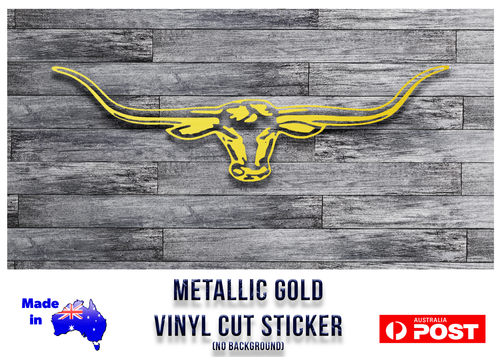Longhorn Medium GOLD Vinyl Cut Decal Sticker B&S Ute Country FREE POST ...