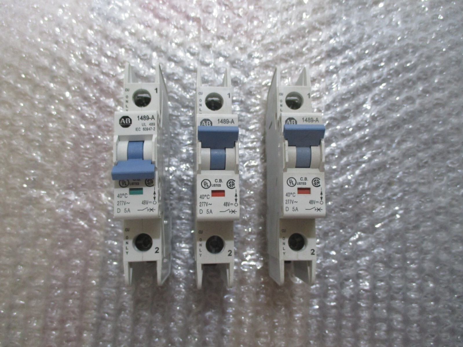 LOT OF 3 ALLEN BRADLEY 1489-A1D050 5A 1 POLE SER A CIRCUIT BREAKER | eBay