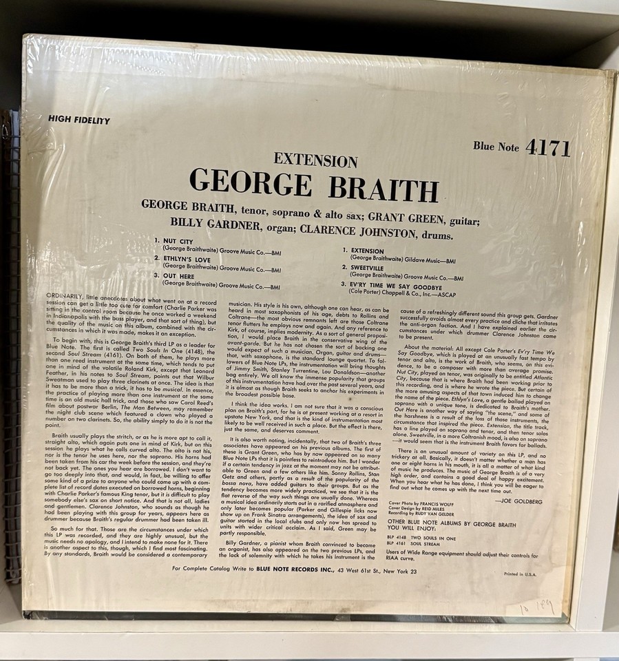 George Braith - Extension LP 1st PRESS MONO BLUE NOTE VG+ GRANT GREEN ...
