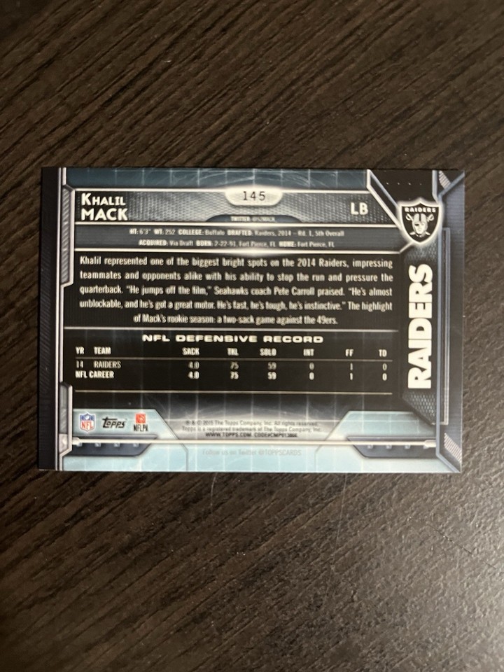 2015 Topps - Khalil Mack #145 | eBay