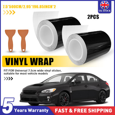 2PCS De-Chroming Vinyl Wrap Chrome Delete 5M*7.5CM 197*3IN Gloss Black ...