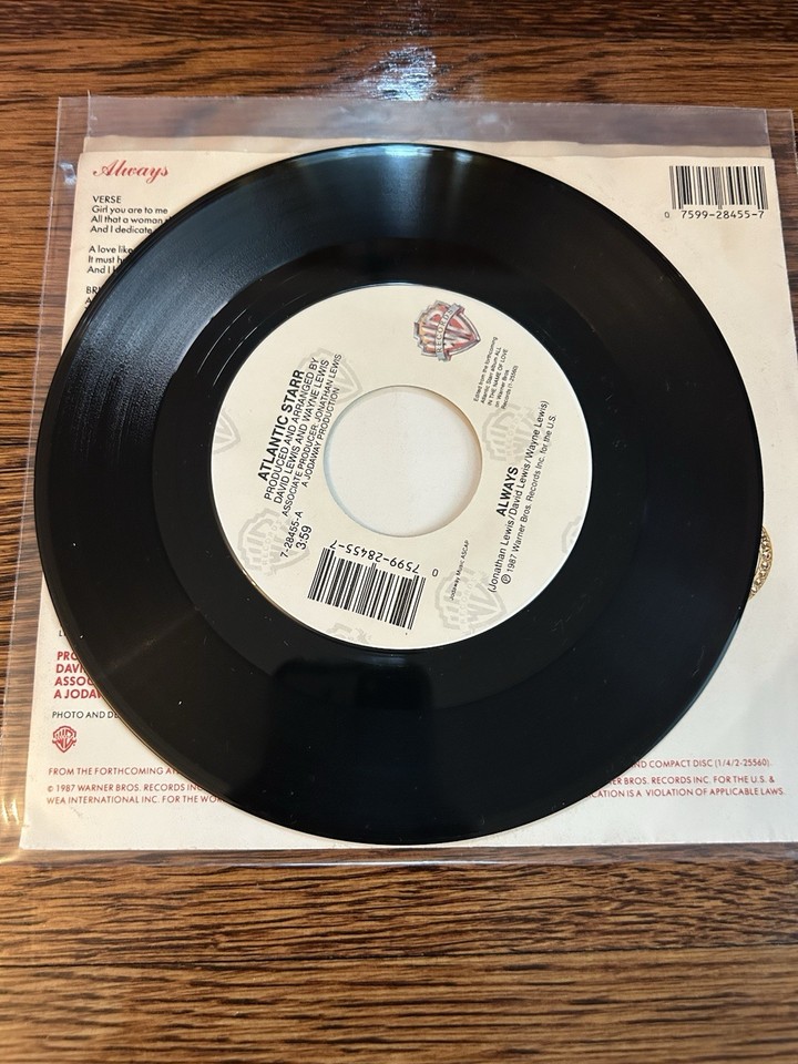 Atlantic Starr, Always/Always (Instrumental), 45 VG++ 1987 Warner Bros ...