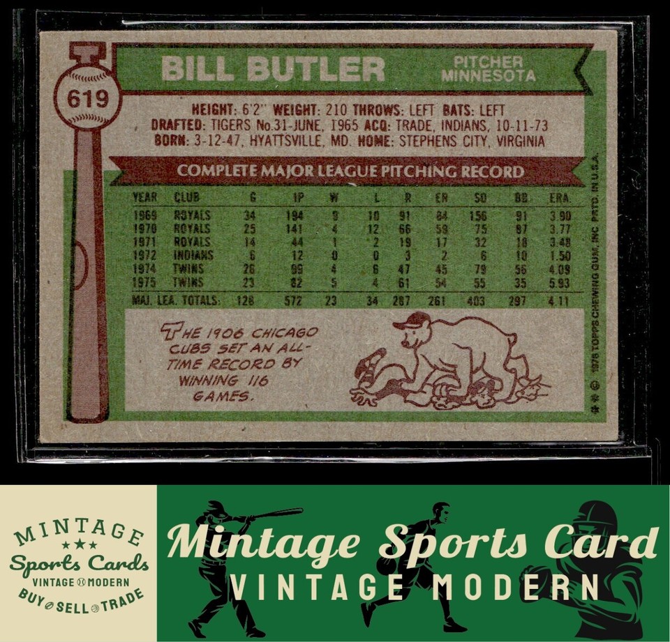 1976 Topps - Bill Butler - #619 Minnesota Twins | eBay