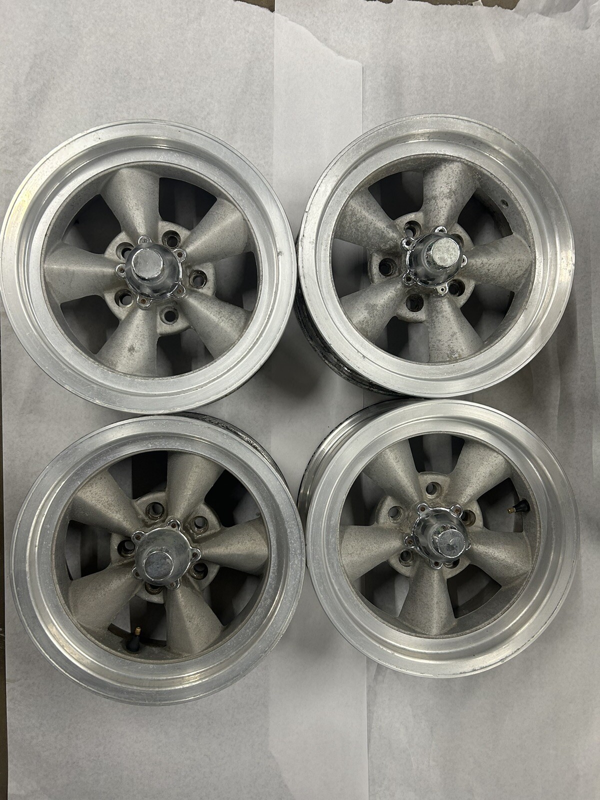 Vintage Torque Thrust Wheels 15x6 Appliance Chevy GM 5 Spoke Mag Wheels ...