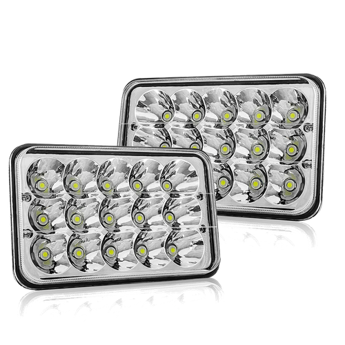 Pair 4x6" Inch Hi-Lo Beam LED Headlight DRL Square Sealed Beam Bulb ...