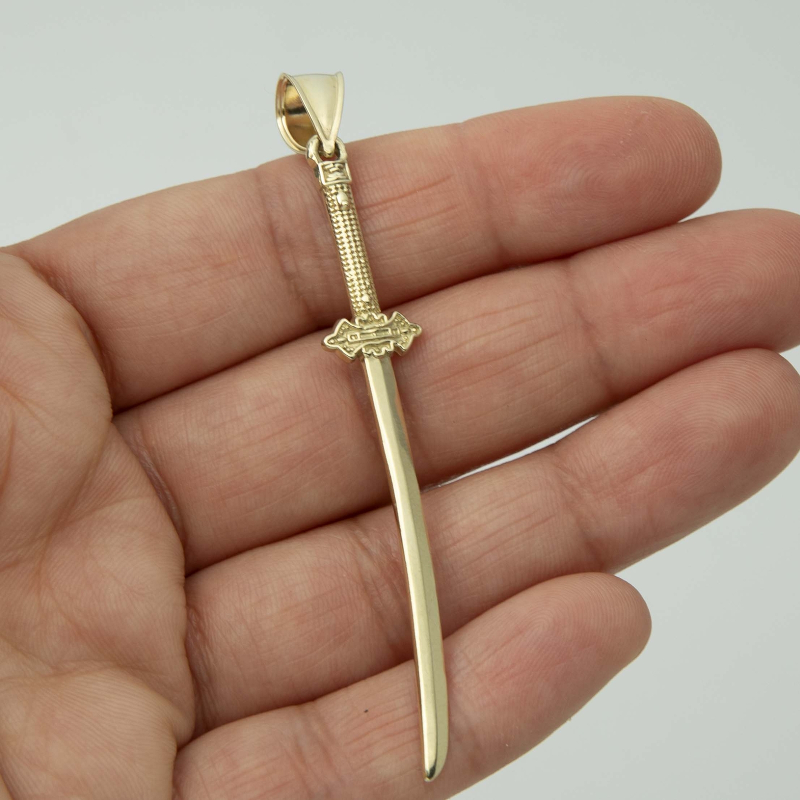 3" Shiny Sword Pendant Real 10K Yellow Gold | eBay