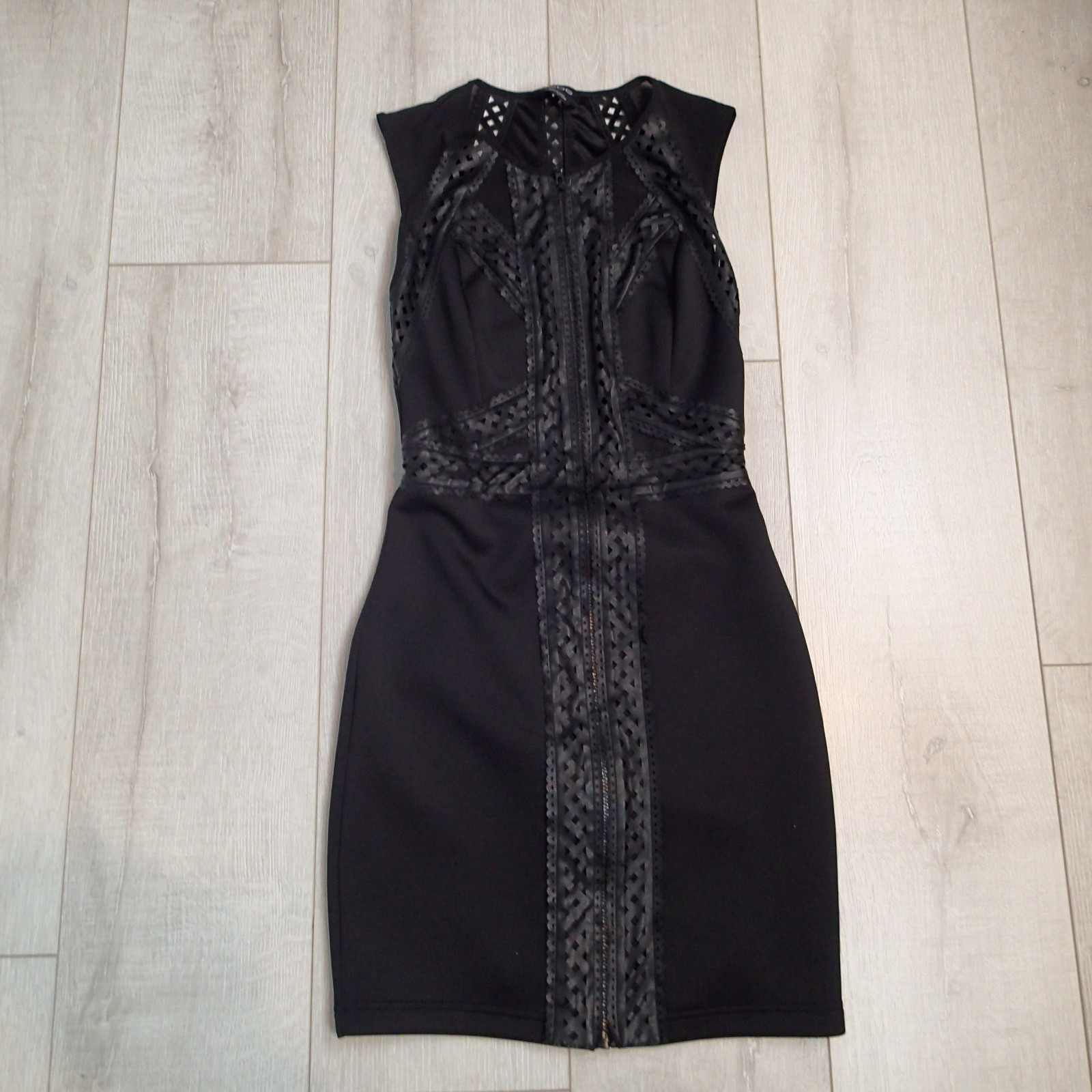 BeBe Black Bodycon "faux Leather" super-edgy mini dre… - Gem