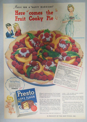 Presto Flour Ad: Fruit Cooky Pie Cookies Recipe from 1944 Size: 11 x 15 ...