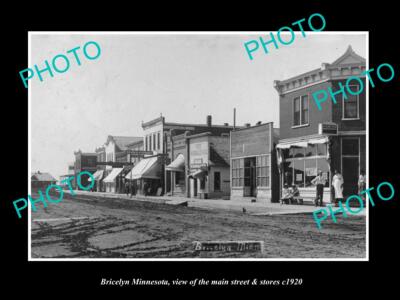 OLD POSTCARD SIZE PHOTO OF BRICELYN MINNESOTA THE MAIN ST & STORES ...