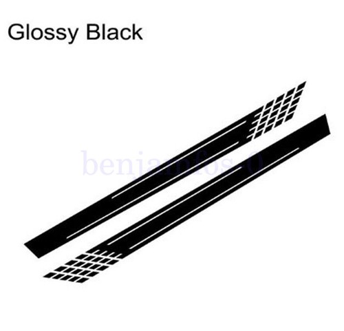 1pair Gloss Black Car Racing Side Body Stripe Vinyl Decal Sticker ...